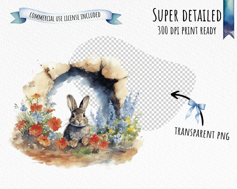 Rabbit Hole Clipart - 20 High Quality PNG - Digital Download Card ...