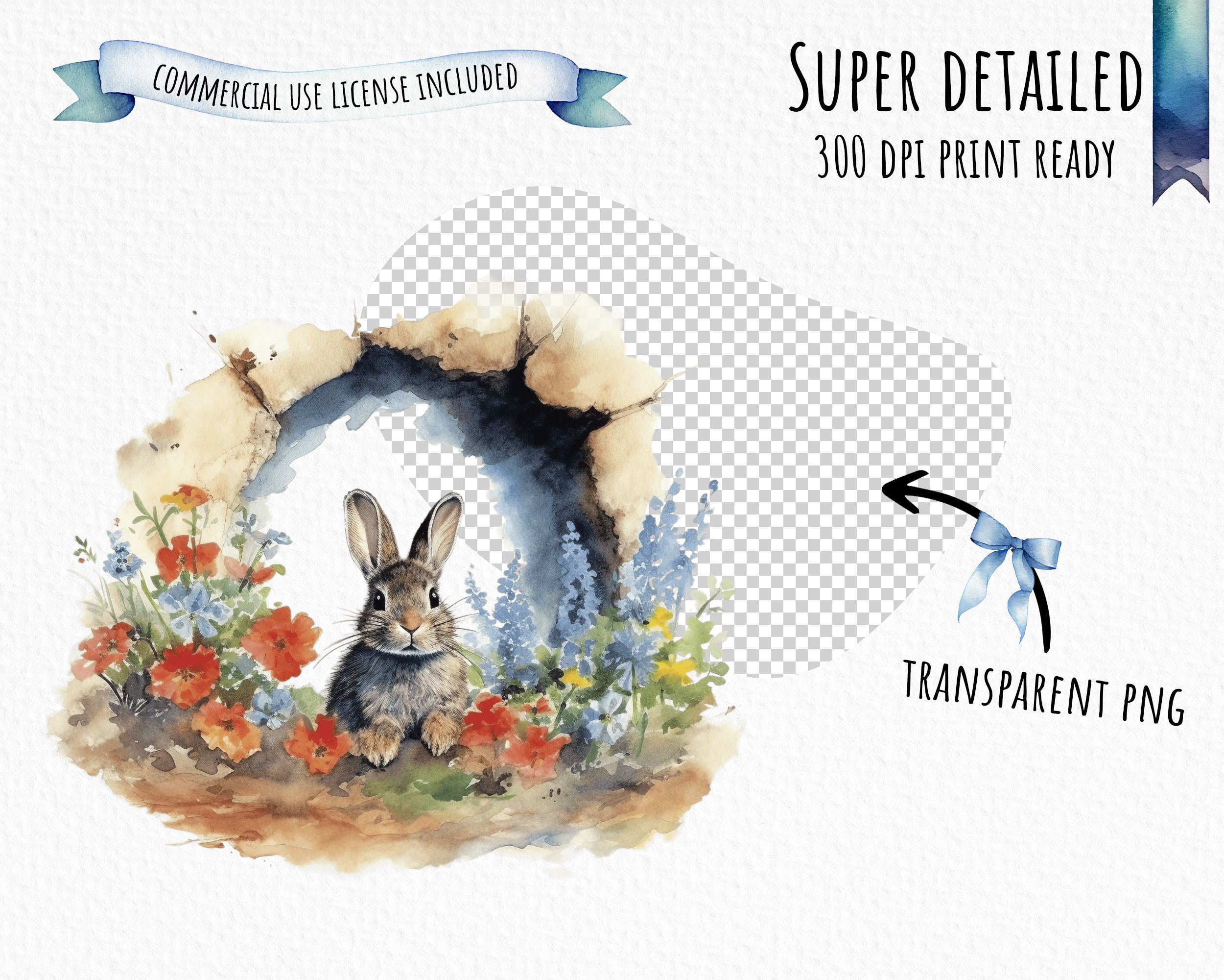 Rabbit Hole Clipart - 20 High Quality PNG - Digital Download Card ...