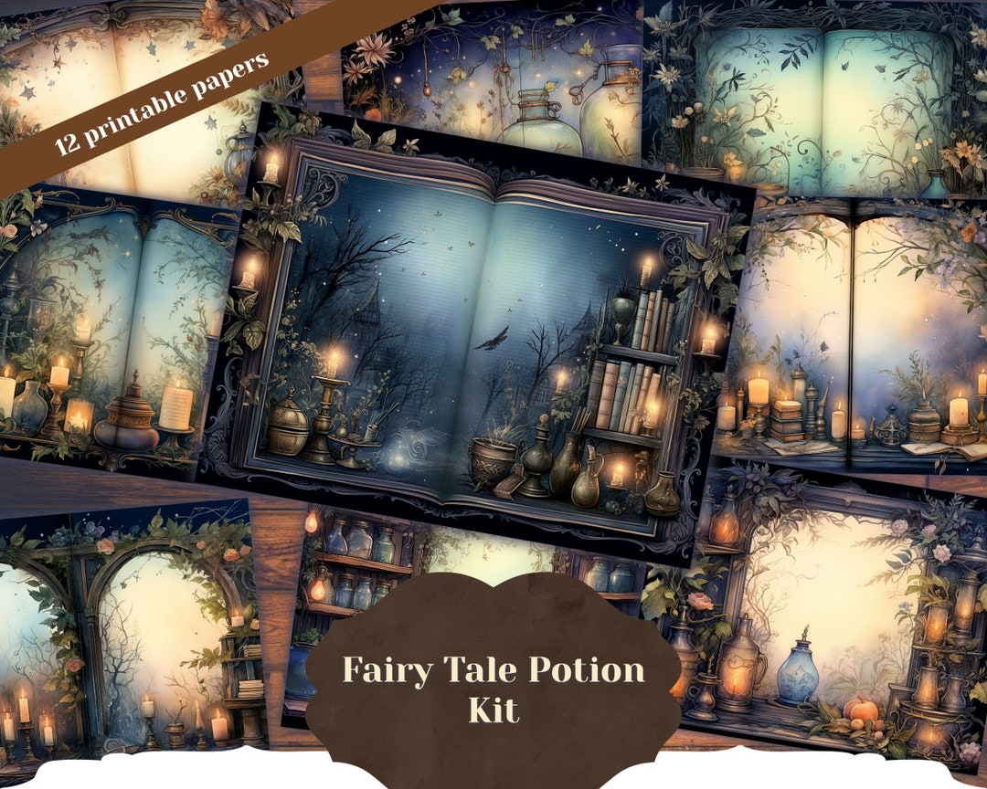 12 Pages of Fairy Tale Night Potions Shabby Chic Ephemera Scrapbooking ...