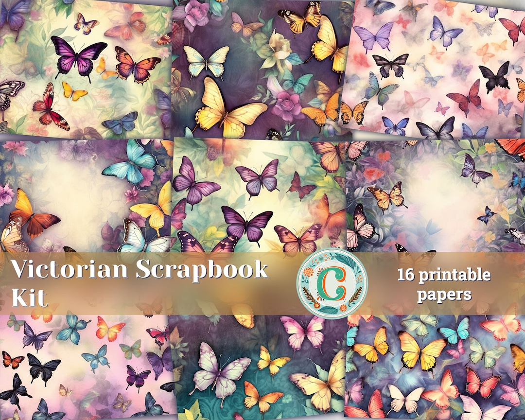 16 Papers Victorian Butterflies Scrapbooking Kit Printable - Etsy Denmark