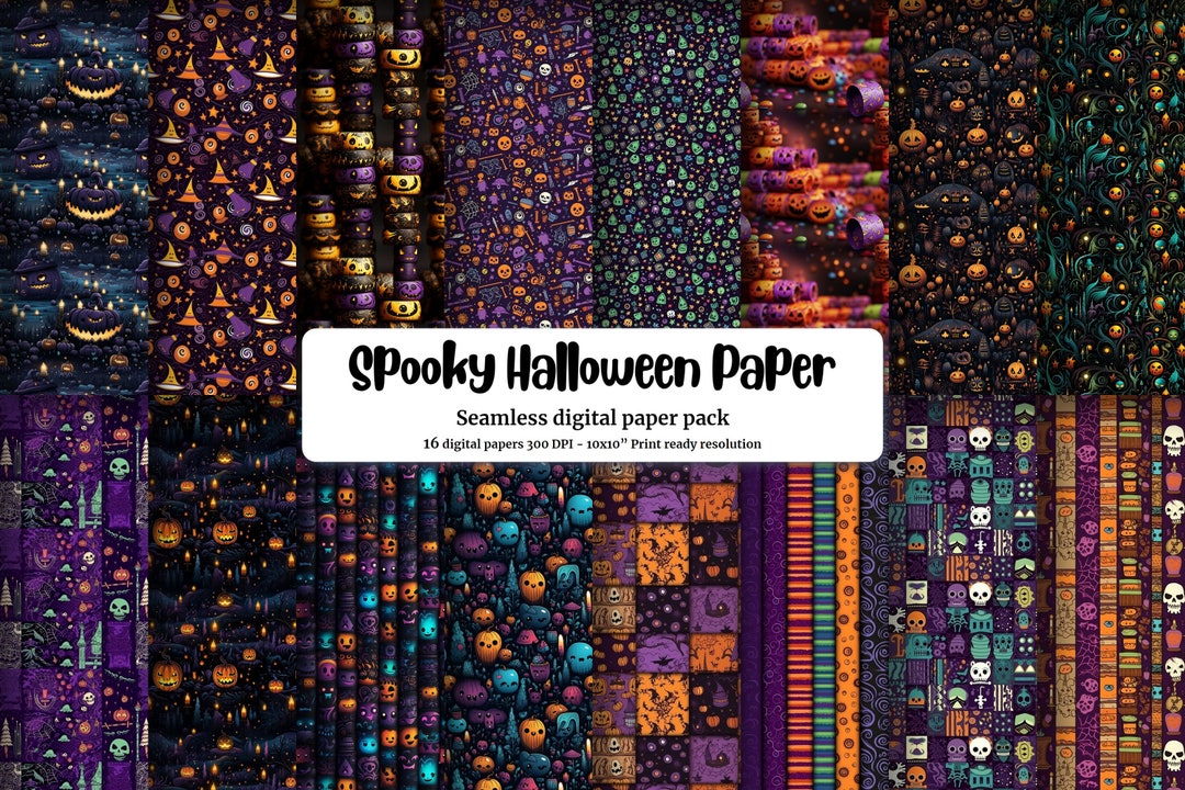 Spooky Halloween Themed Digital Paper With Vivid Colors, Cute Gothic ...