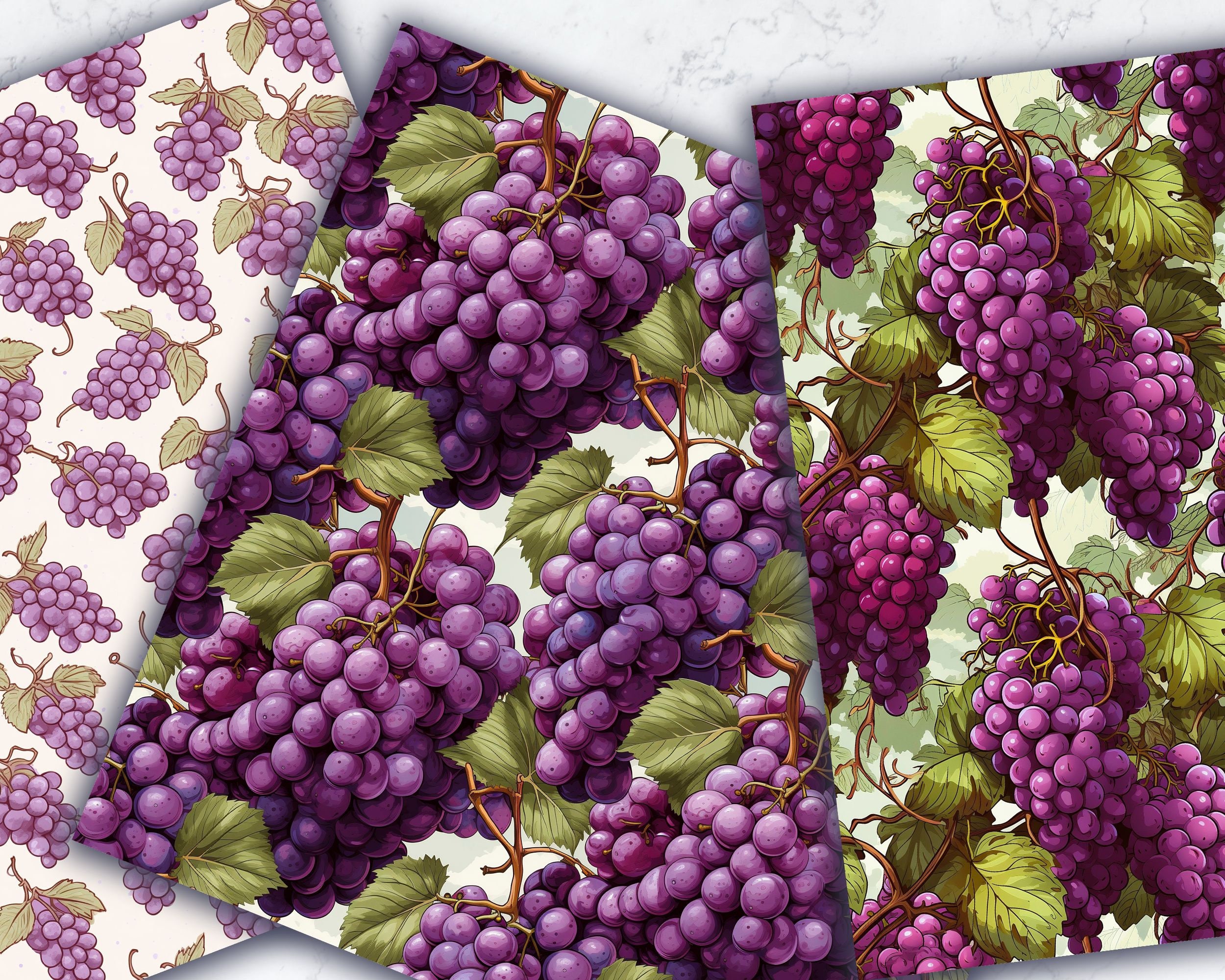 Digital Grape Clipart Doodle Style Watercolor Illustration - Etsy