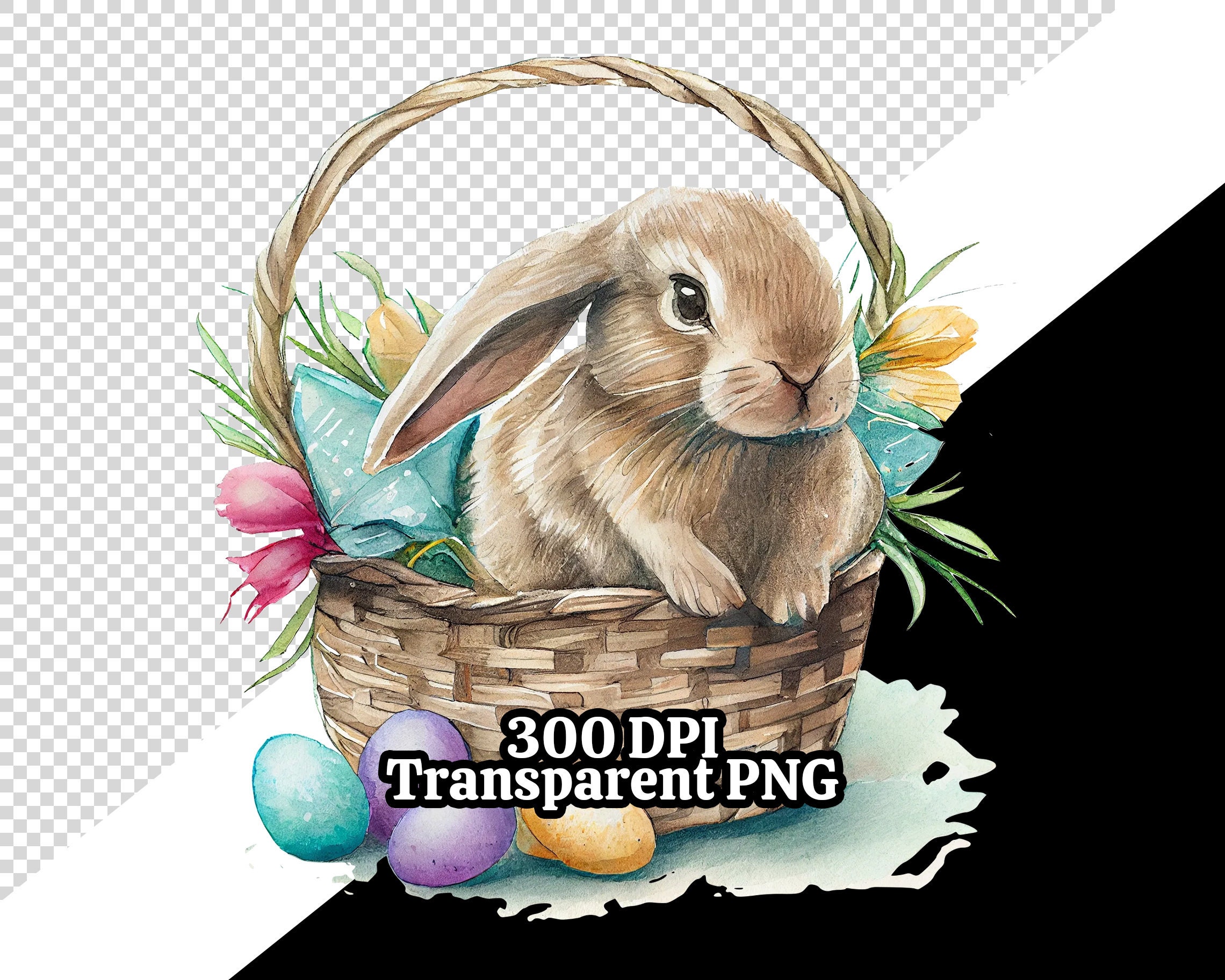 Watercolor Easter Floral Bunny Baskets Clipart Baskets PNG - Etsy