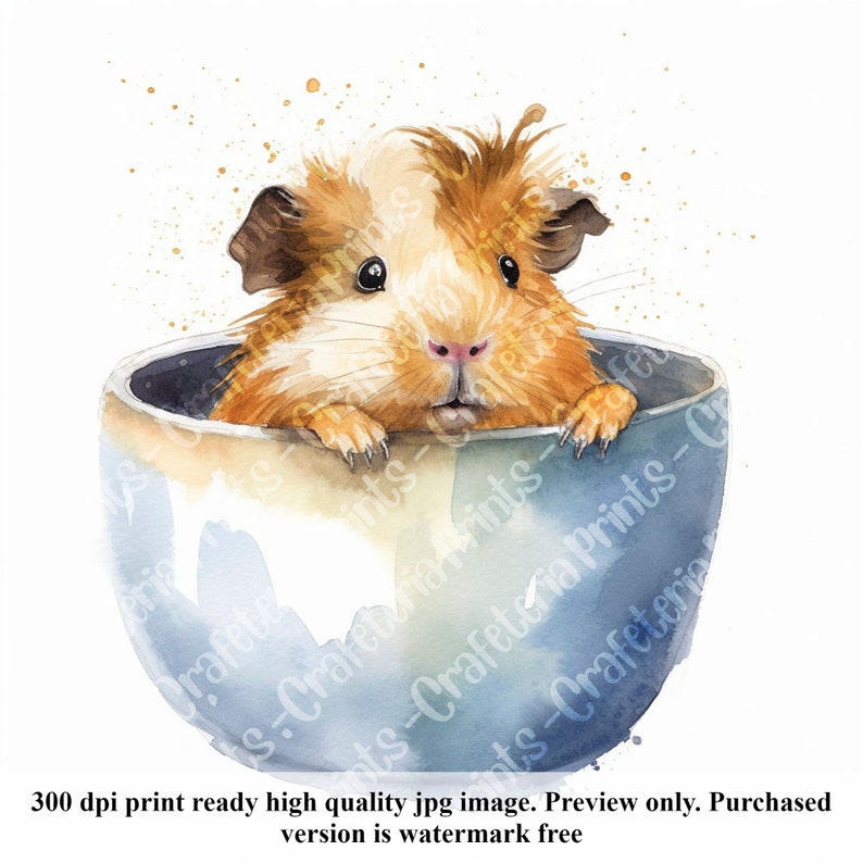 32 Cute Guinea Pig Watercolor Illustrations With Commercial - Etsy