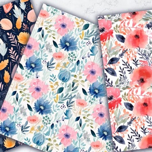 Watercolor Illustration Digital Paper Set Seamless Texture, High ...