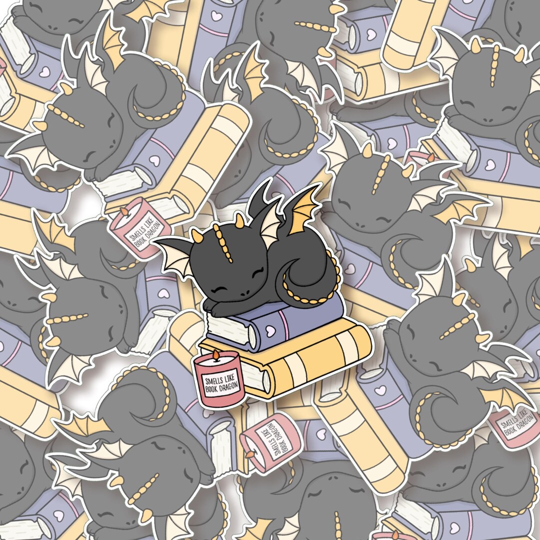 Book Dragon Sticker: Fantasy Reader - Etsy
