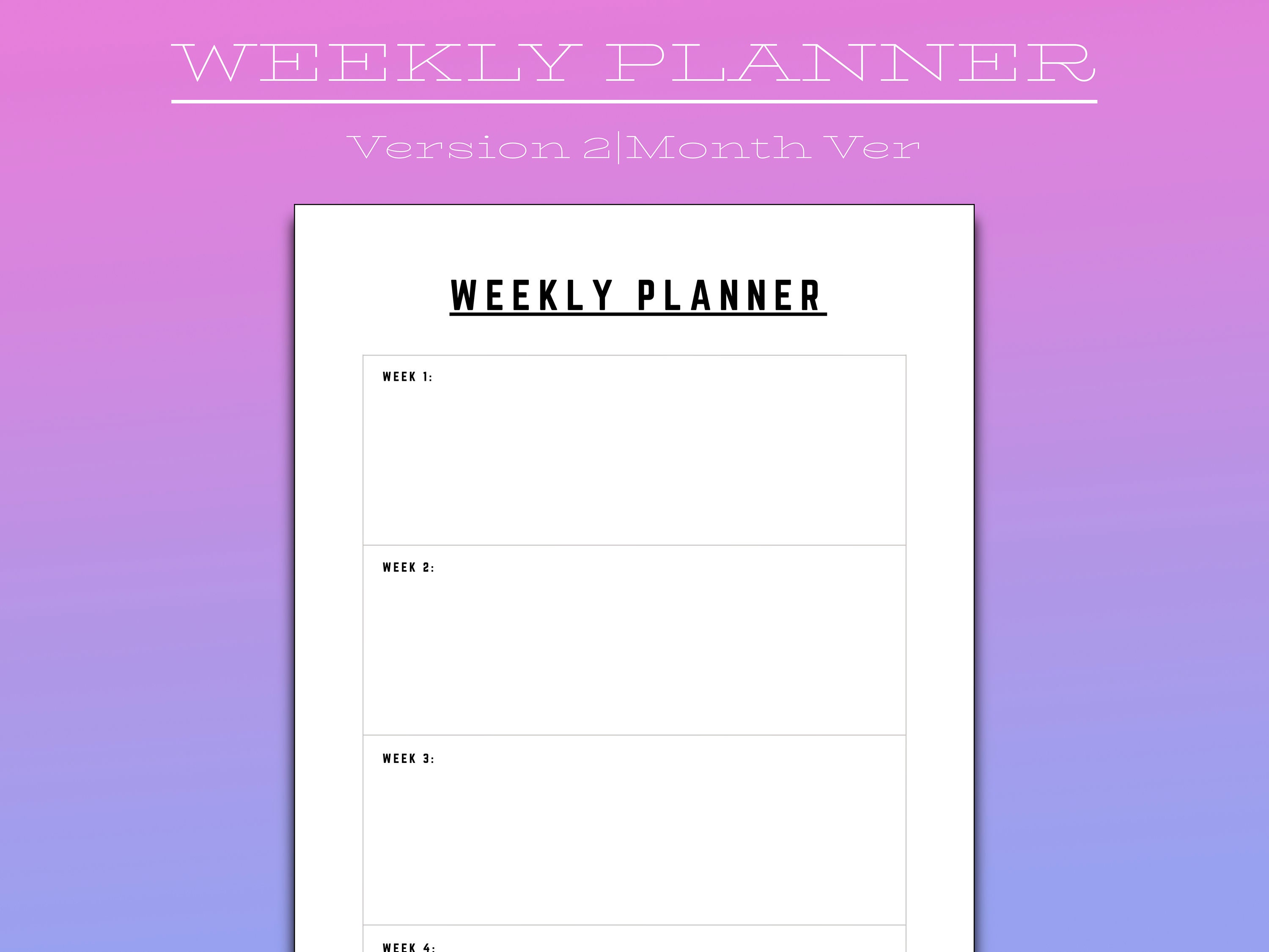 Printable Weekly Planner With Two Versions PDF Download Stay Organised ...