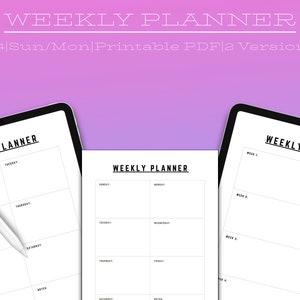 Printable Weekly Planner With Two Versions PDF Download Stay Organised ...