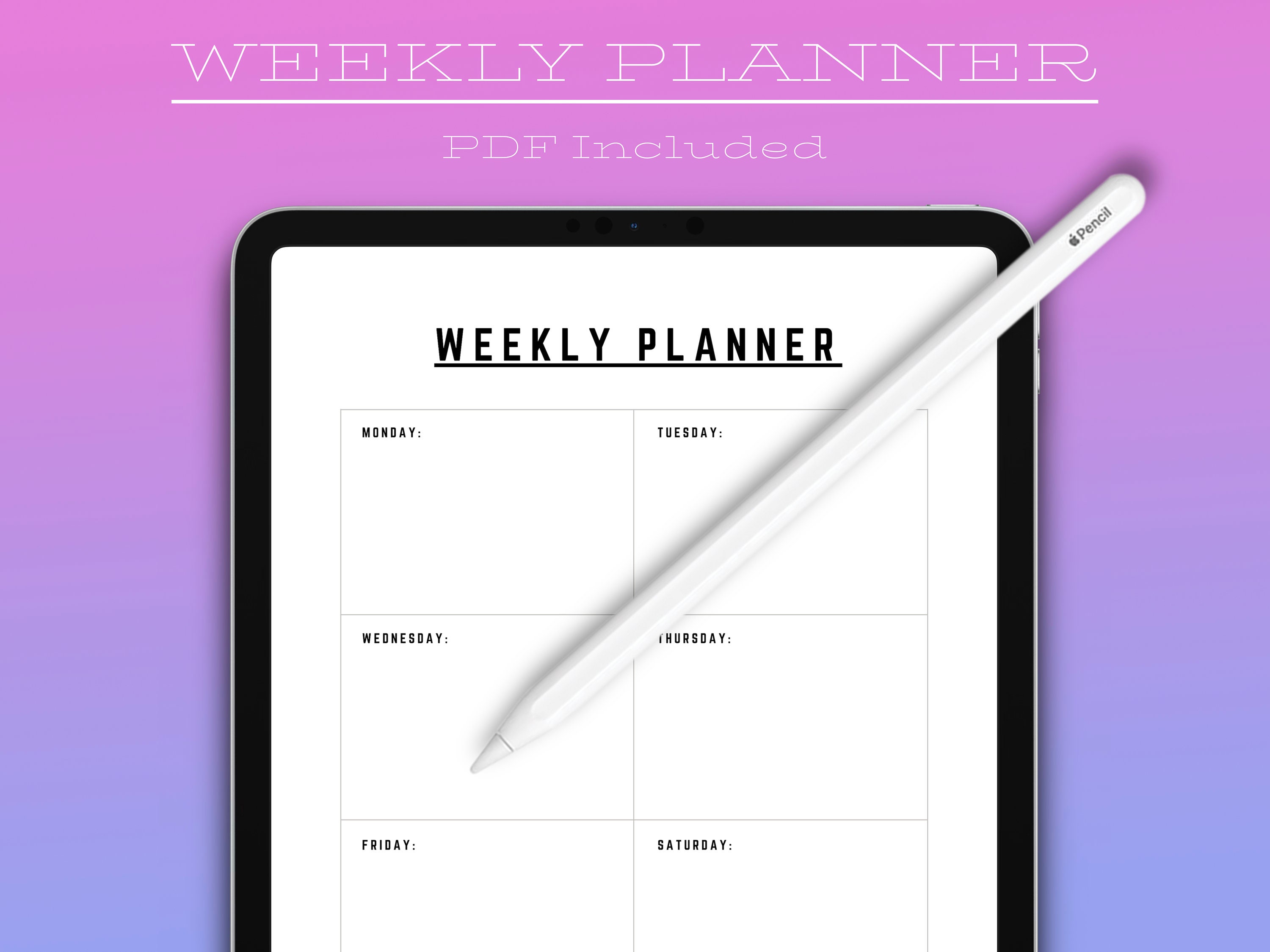 Printable Weekly Planner With Two Versions PDF Download Stay Organised ...