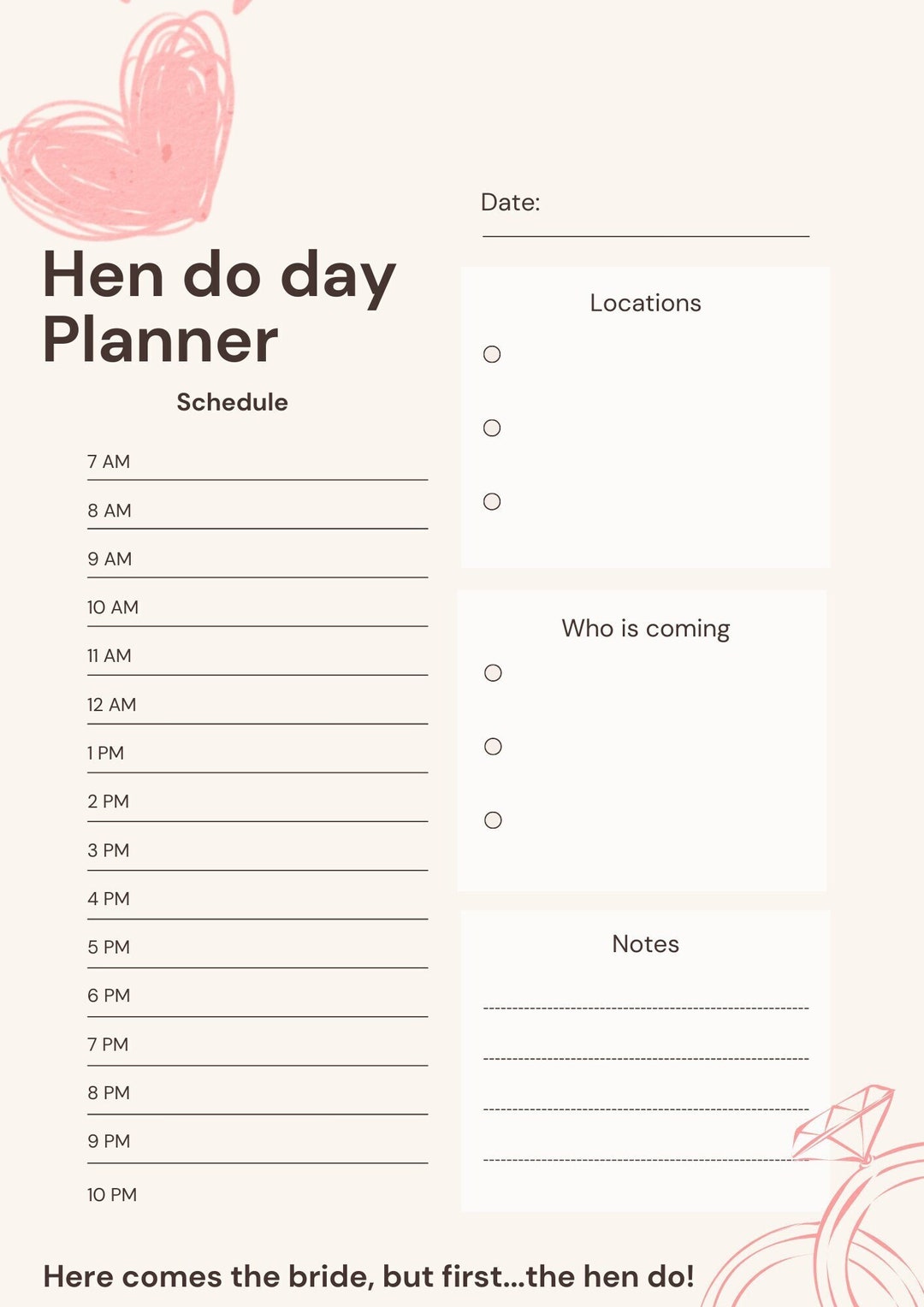 Hen Do List Planner and Schedule Digital Print - Etsy UK