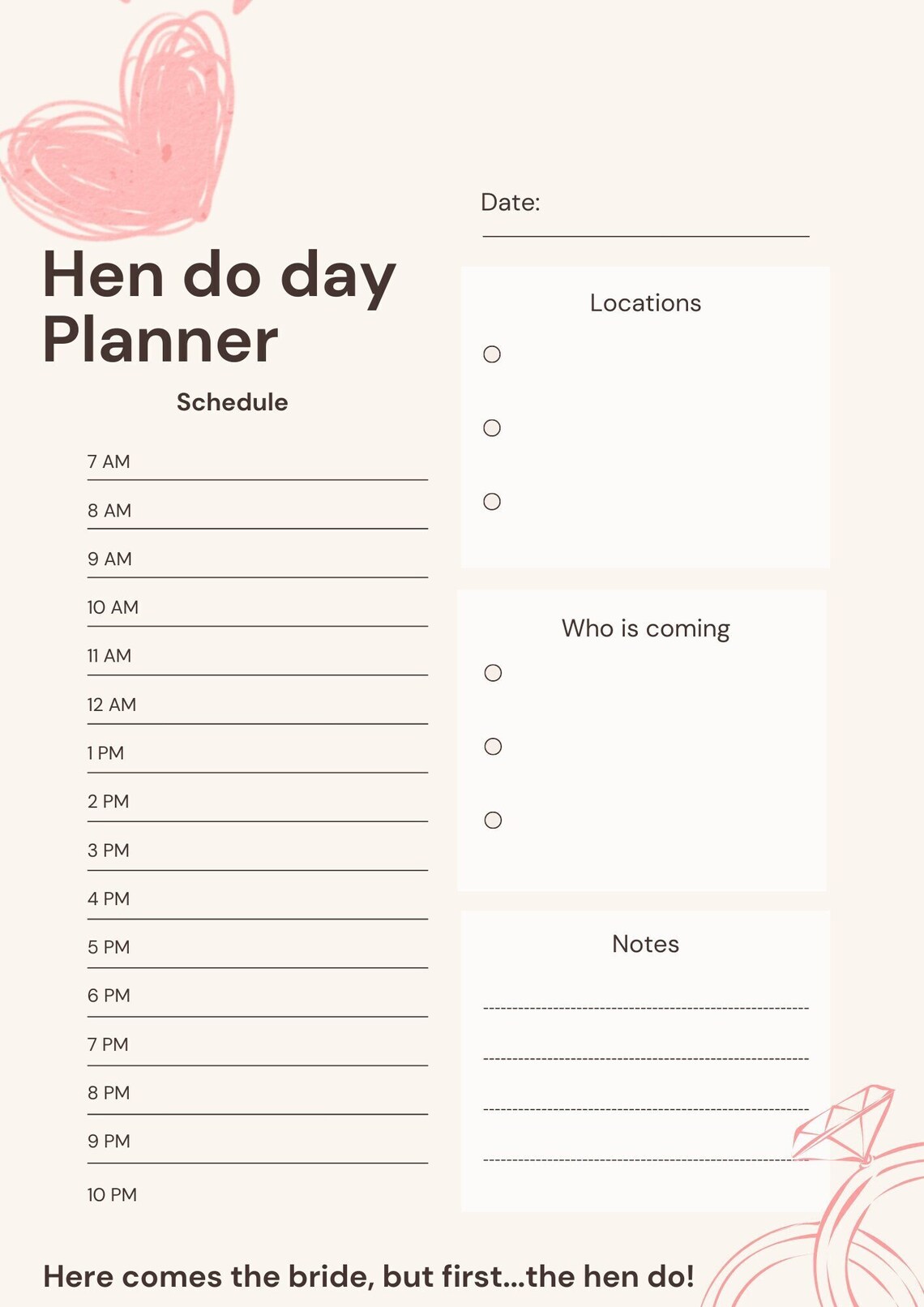 Hen Do List Planner and Schedule Digital Print - Etsy UK