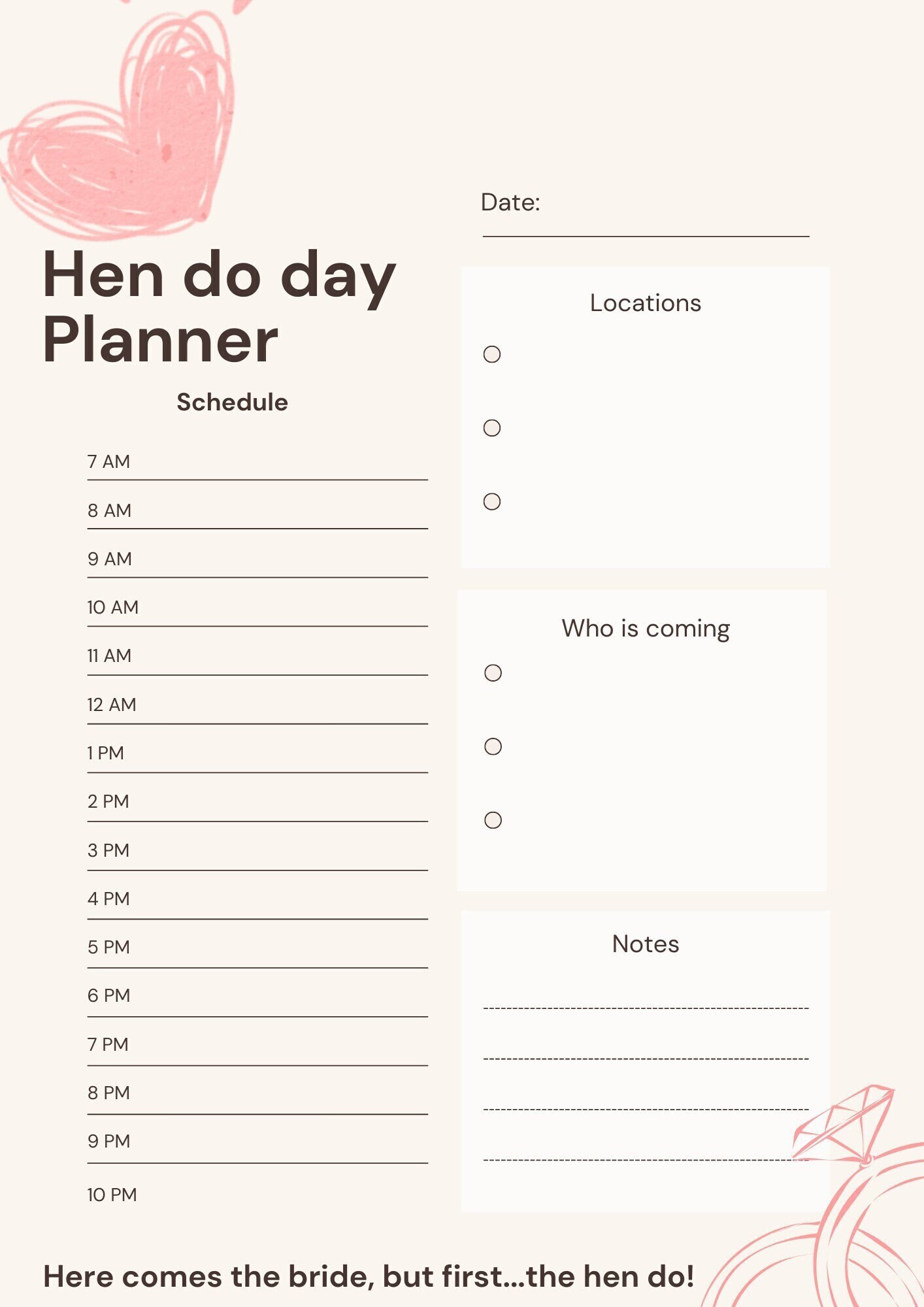 Hen Do List Planner and Schedule Digital Print - Etsy UK
