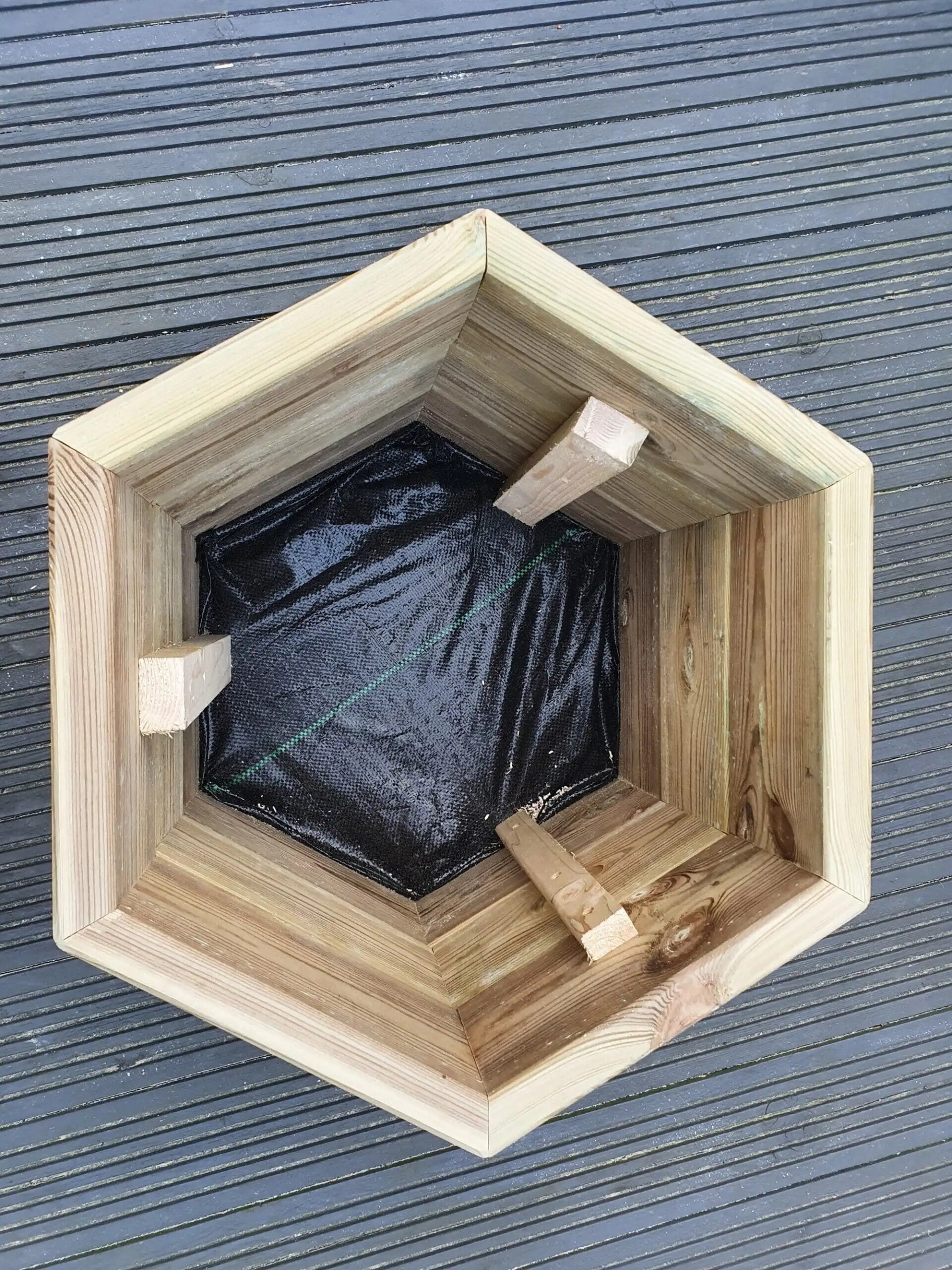 3 Sizes of Hexagon Wooden Garden Decking Planters for Plants, Shrubs ...