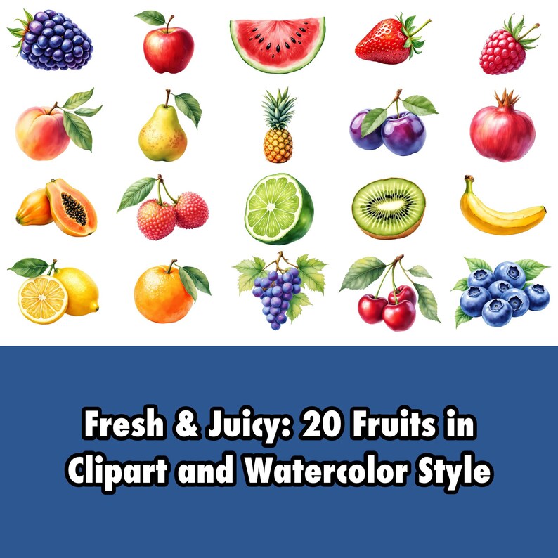 20 Fruit Clipart & Watercolor Images | High-resolution, No Background ...