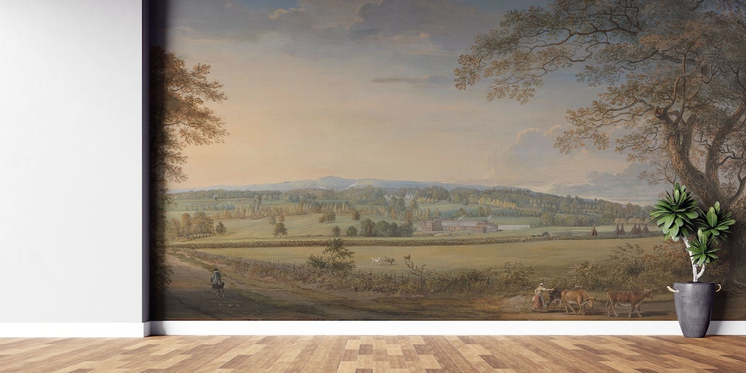 Vintage Scenic Wallpaper Mural Landscape Oil Painting Landscape ...