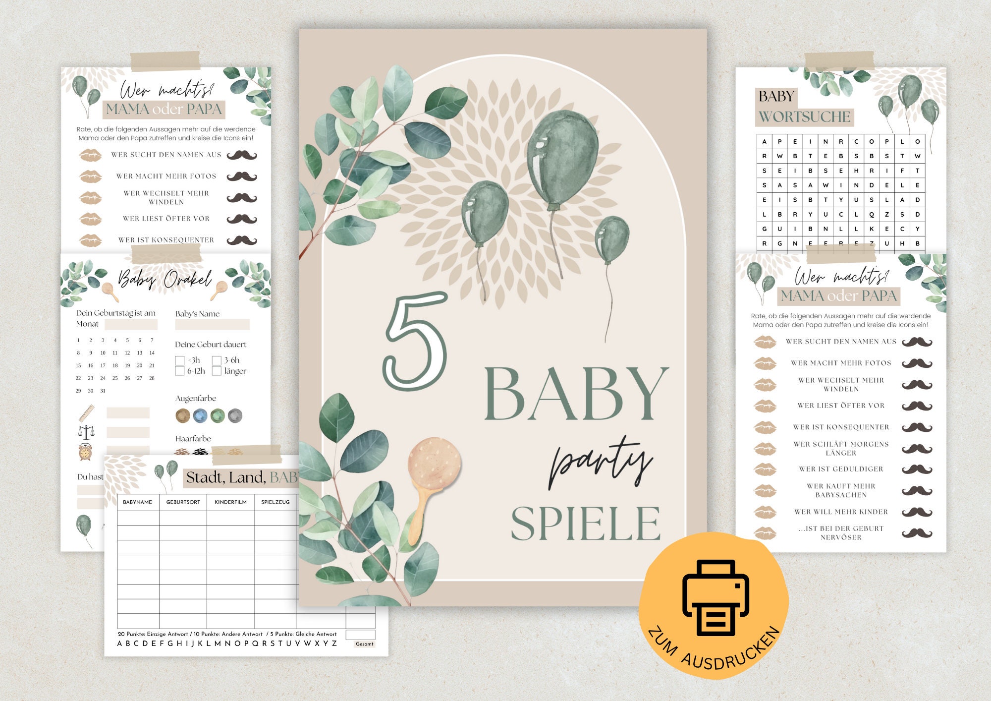 5 Baby Shower Games to Print Out Baby Shower Game A4 & A5 - Etsy