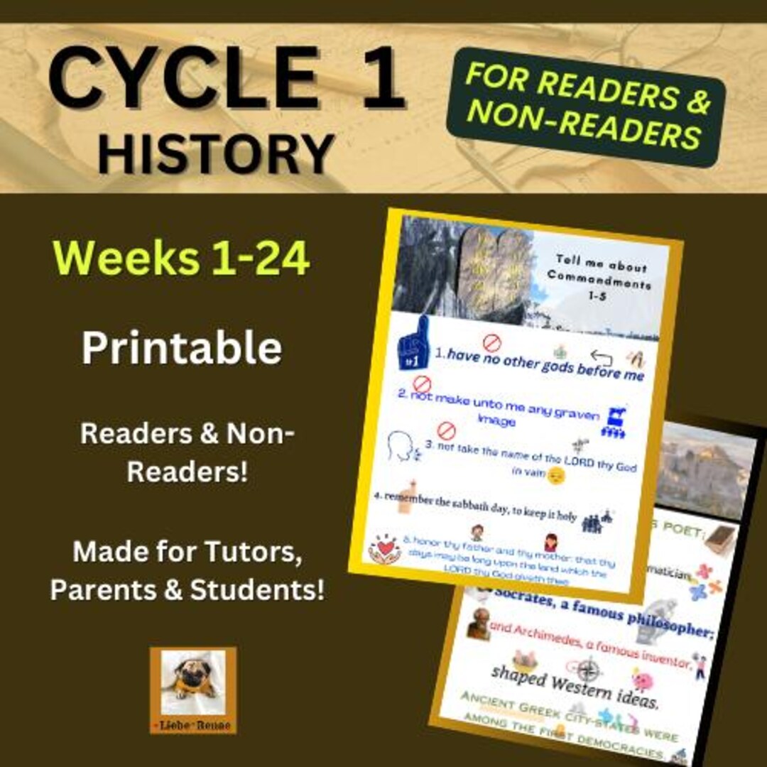 CC CYCLE 1 History Weeks 1-24 Printable for Tutors, Readers and Non ...