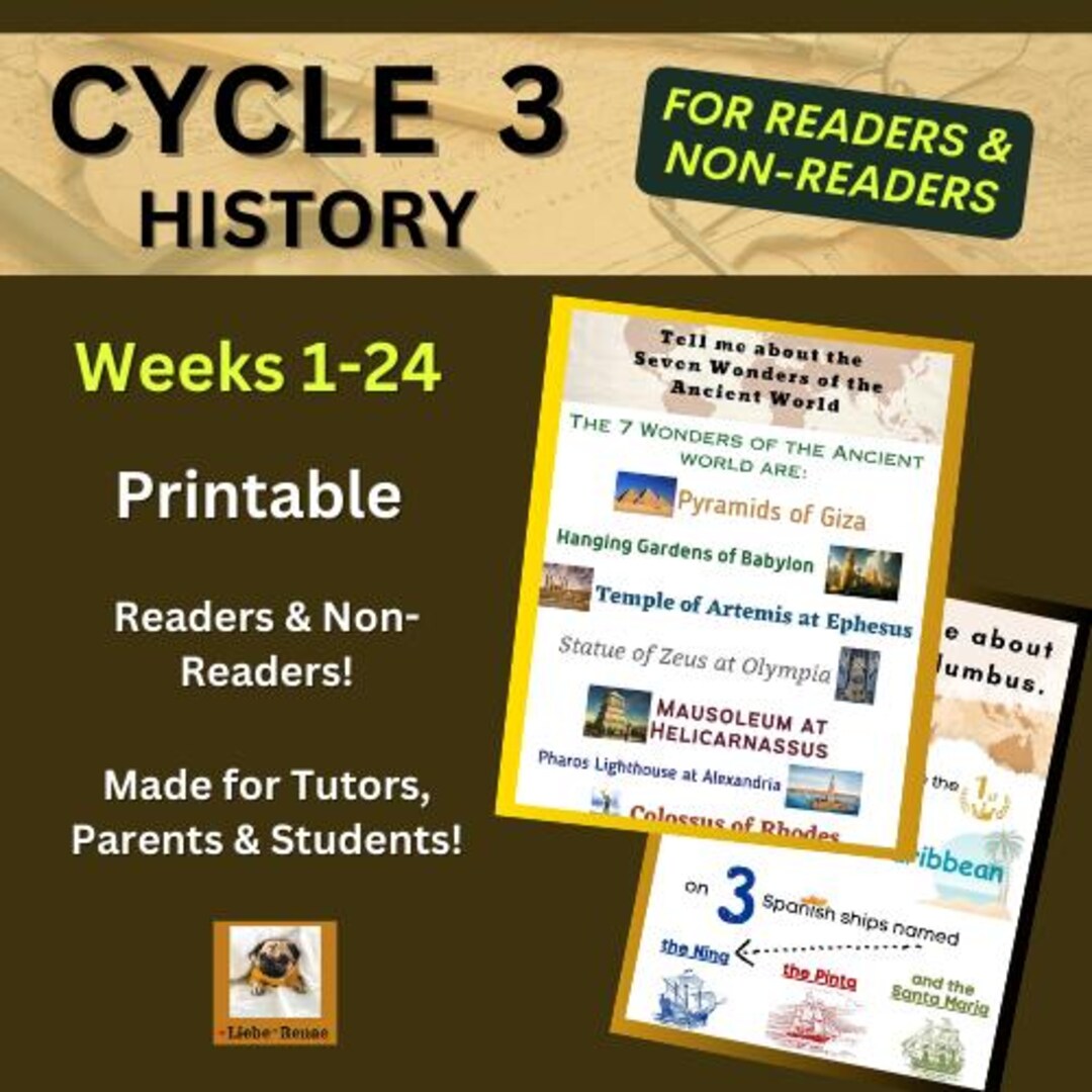 CC CYCLE 3 History Weeks 1-24 Printable for Tutors, Readers and Non ...