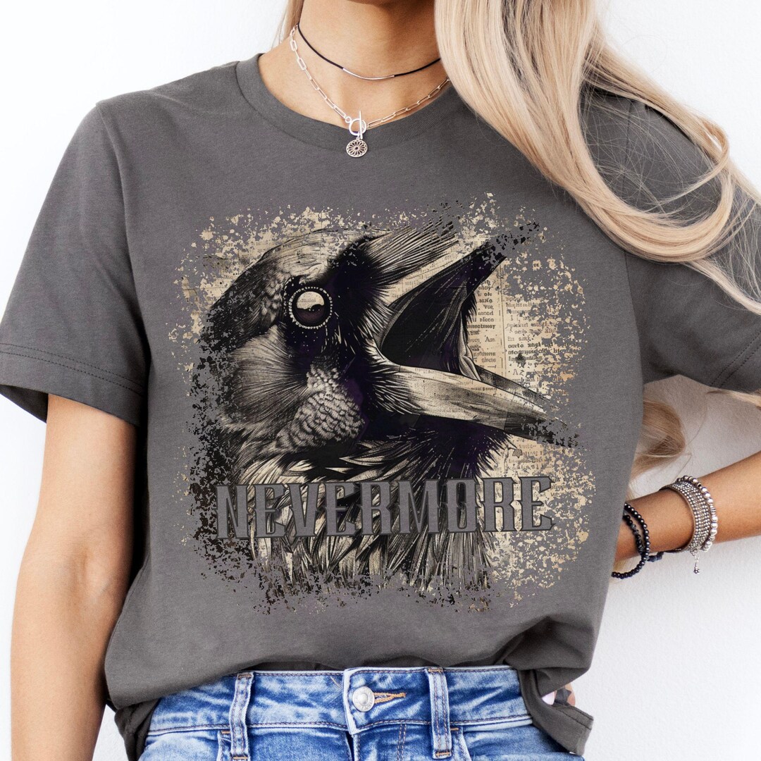 Raven Poem T-shirt: Distressed Gothic Edgar Allan Poe Tee - Etsy