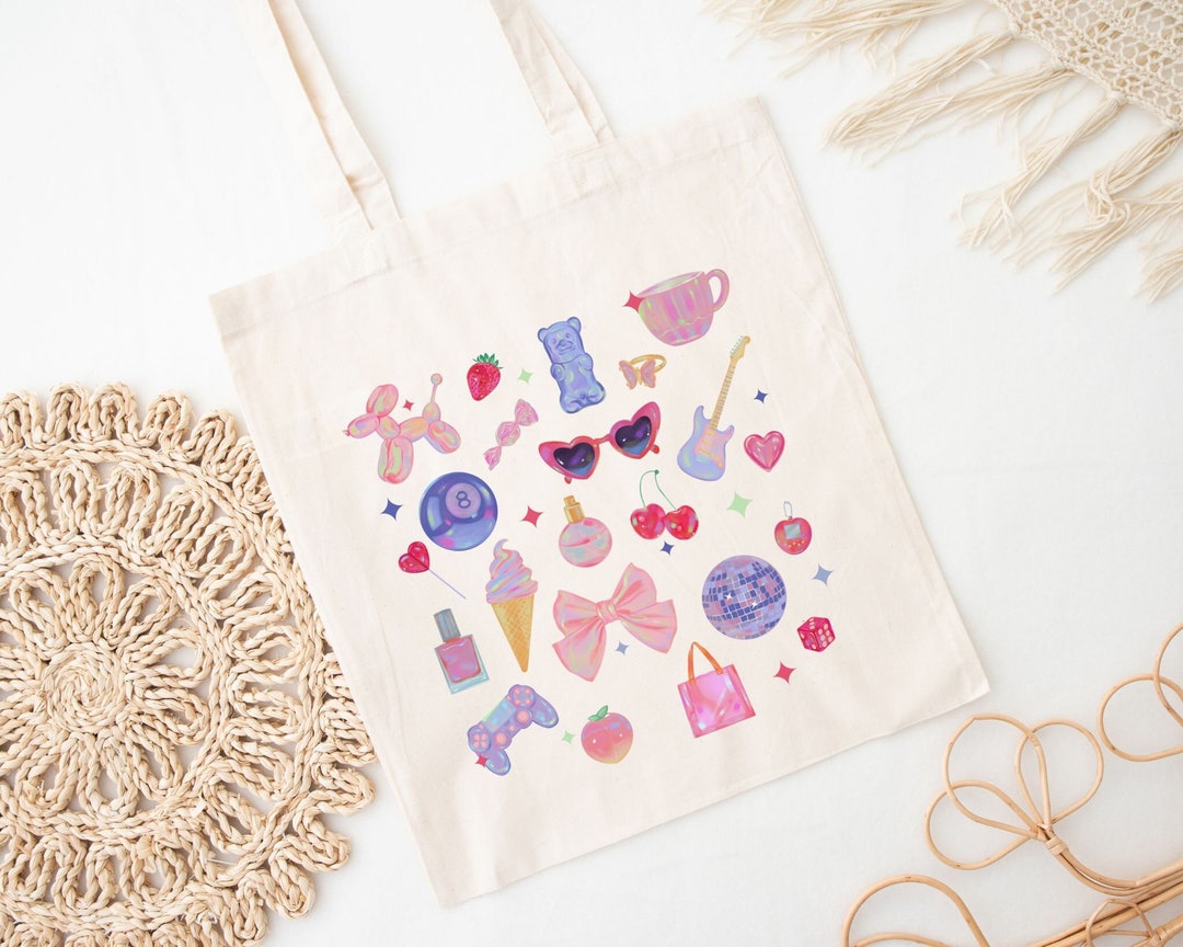 Trendy Pop Culture Tote, 90s Nostalgia Gift, Soft Girl Aesthetic Tote ...