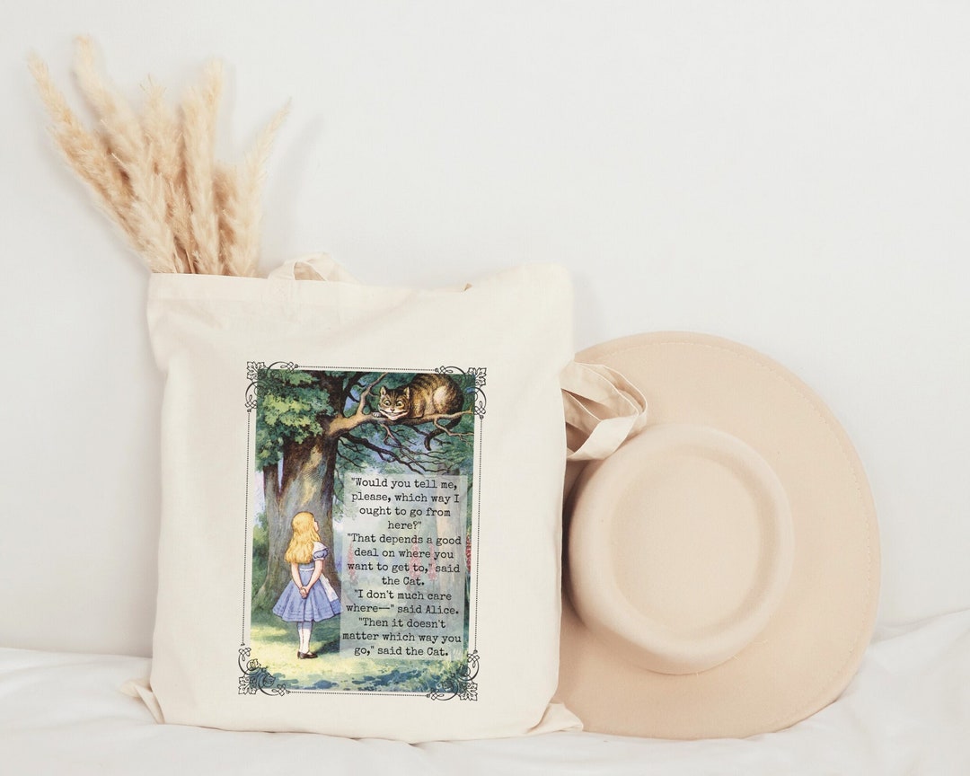 Alice in Wonderland Tote Bag Alice Bag Cheshire Cat Tote Library Book ...