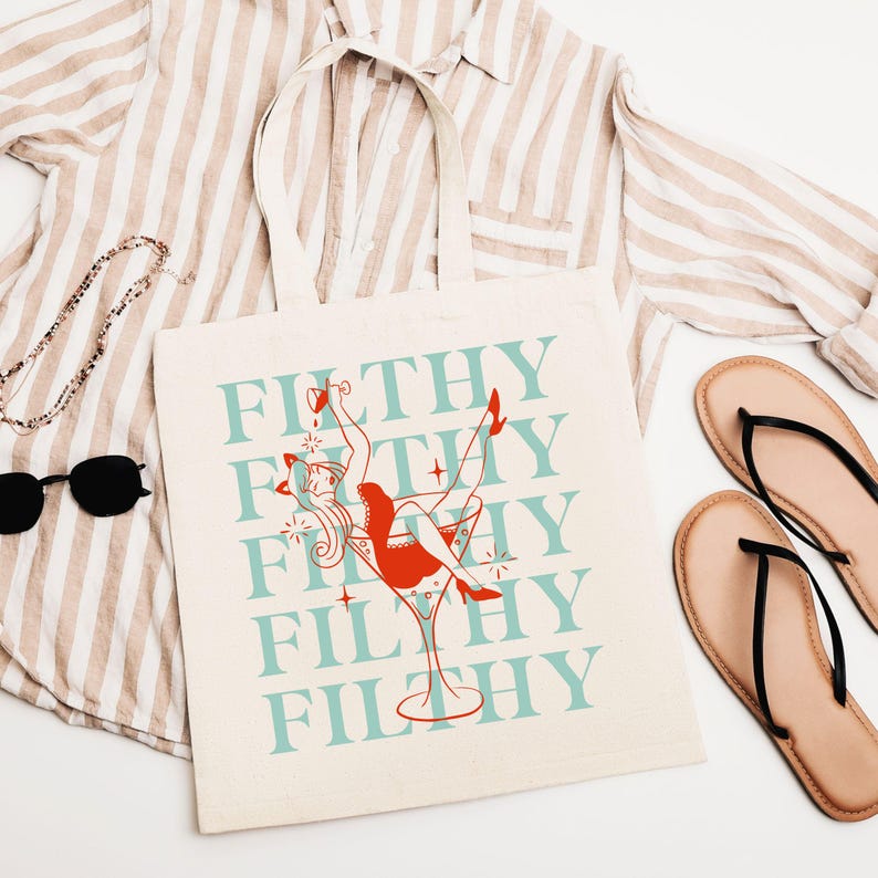 Retro Martini Cotton Canvas Tote Bag: Bachelorette Party Favor - Etsy