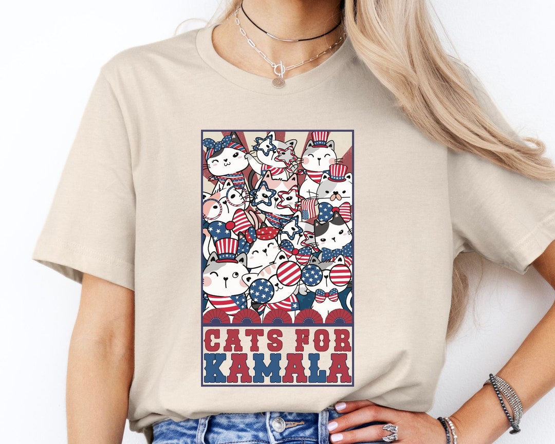 Cute Cats for Kamala Shirt, 2024 Election Shirts, Cat Ladies Vote Tee ...