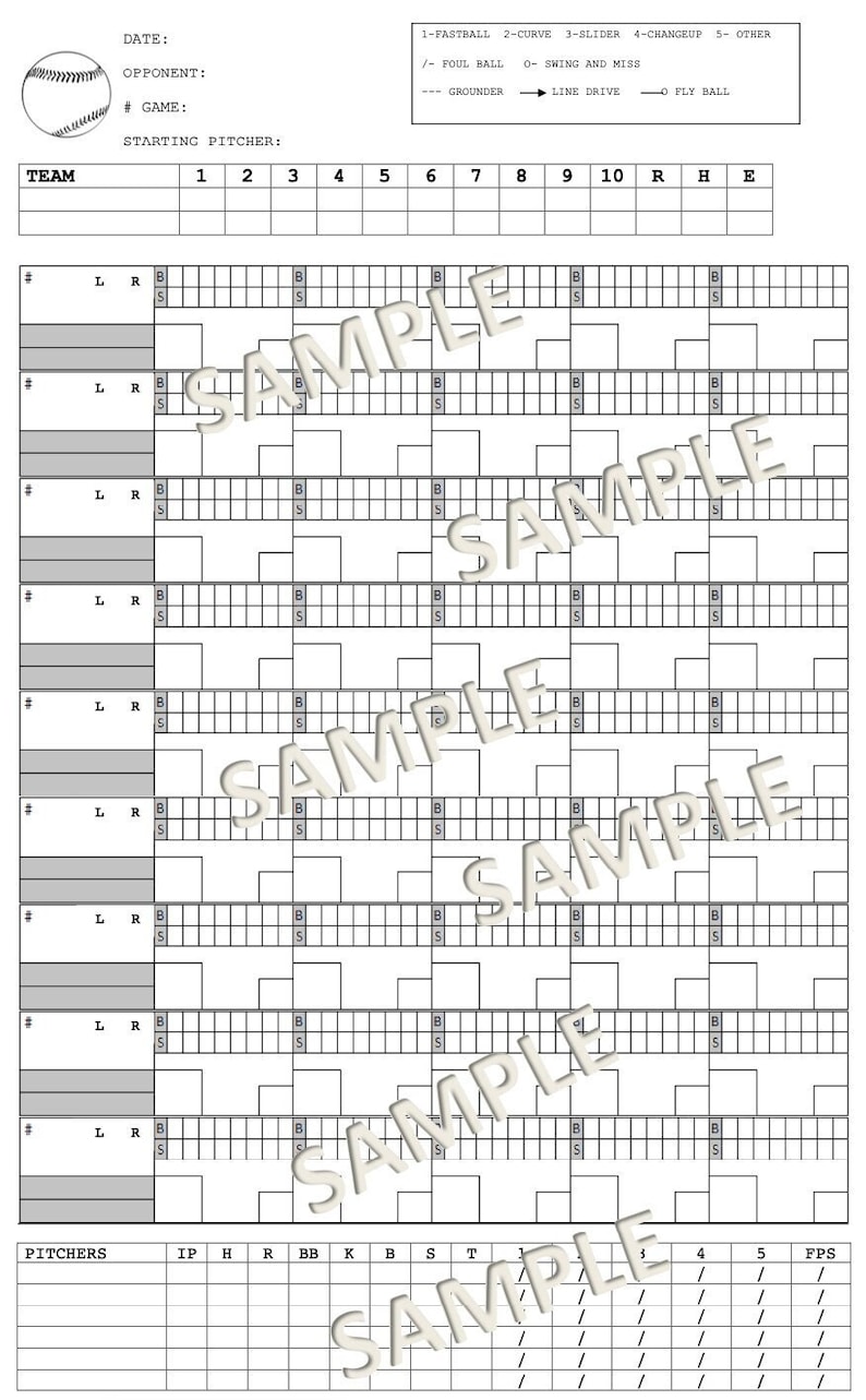 Professional Baseball Pitching Chart - Digital Download PDF (legal Size ...