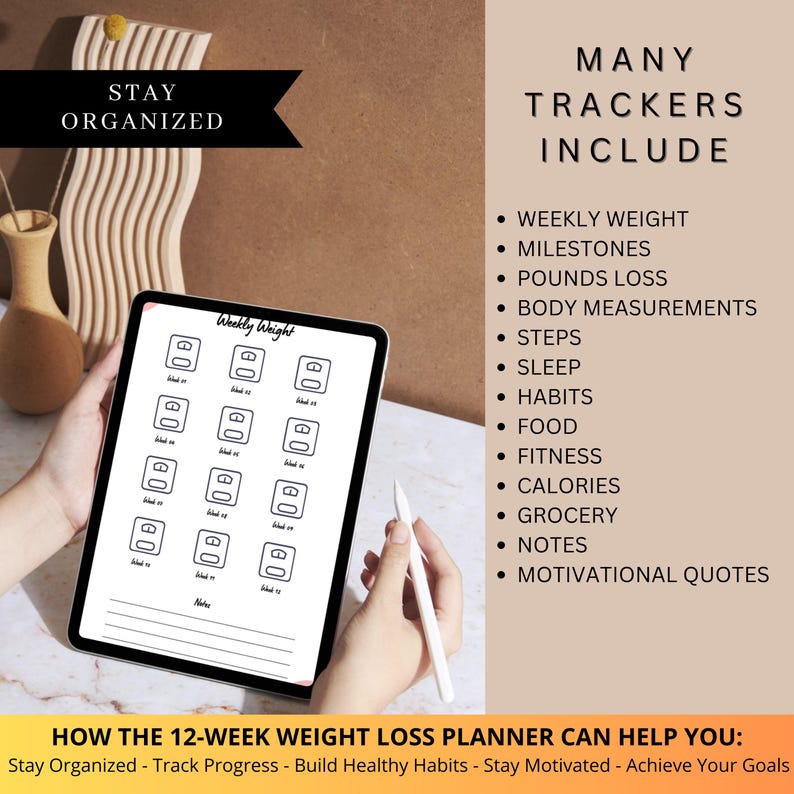 12-week Weight Loss Planner | Printable PDF for Fitness, Nutrition ...