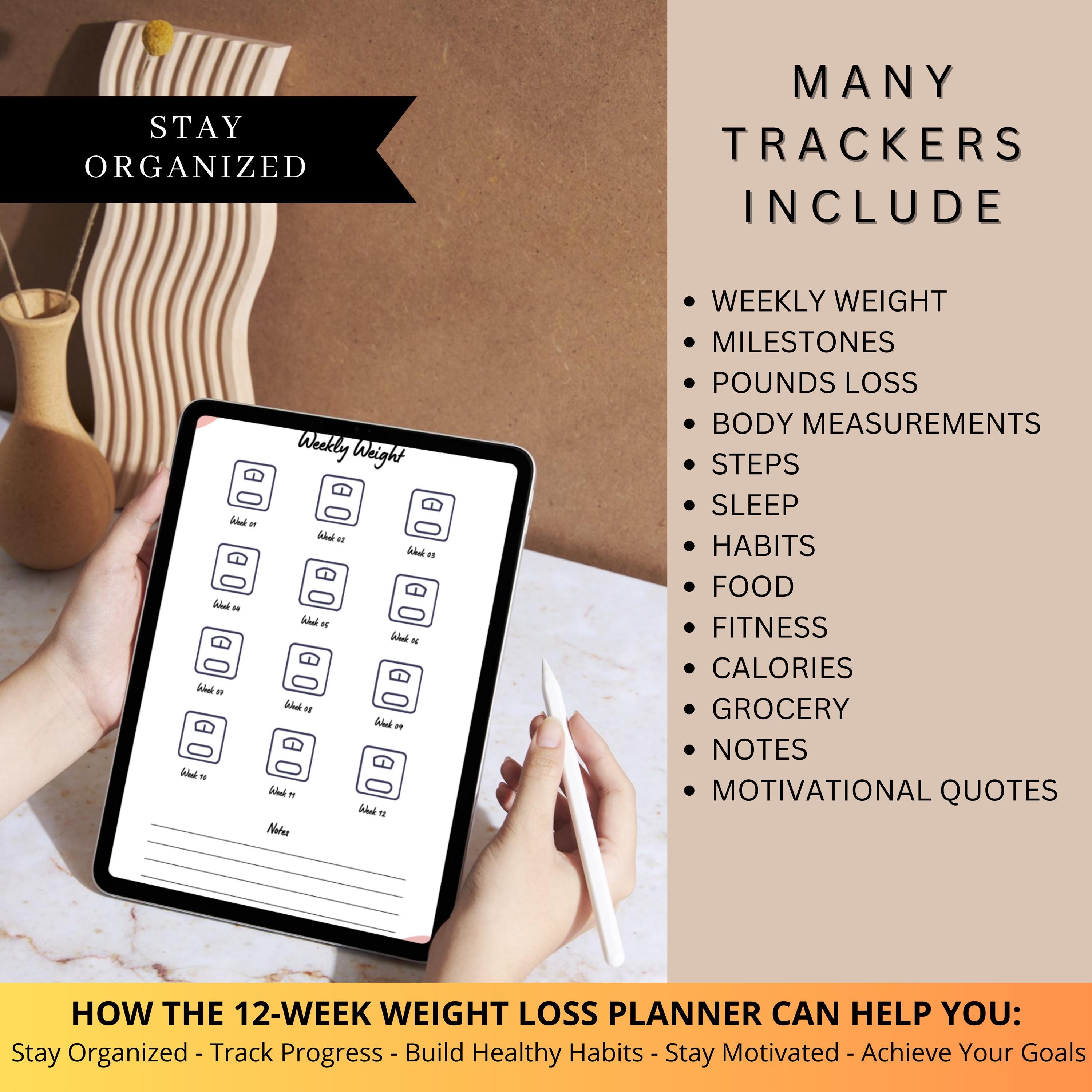 12-week Weight Loss Planner | Printable PDF for Fitness, Nutrition ...