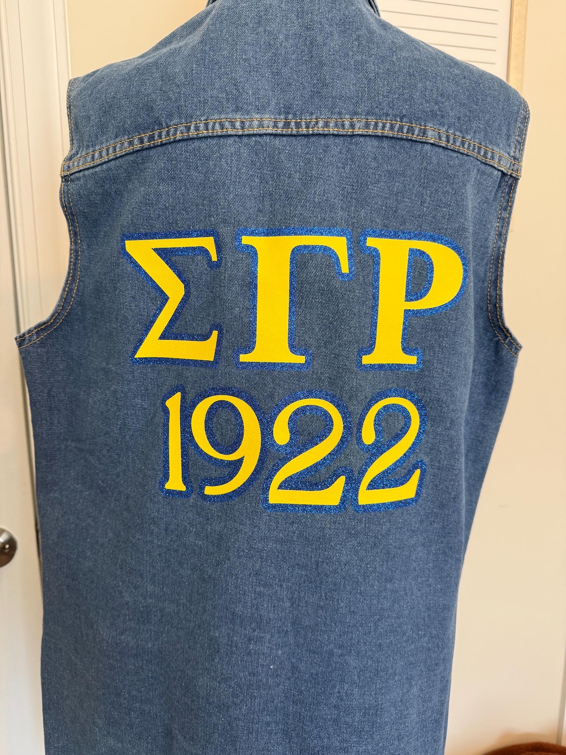 Sigma Gamma Rho Jean Vest, Greek Jacket, Customized Greek Jacket, Sigma ...