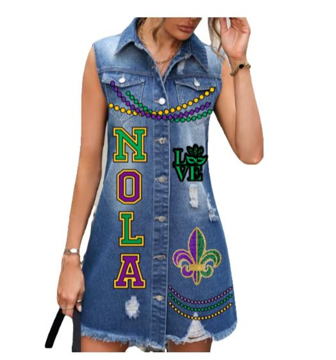 Mardi Gras Jean Vest, Custom Mardi Gras Jacket, Customized Jacket Vest ...