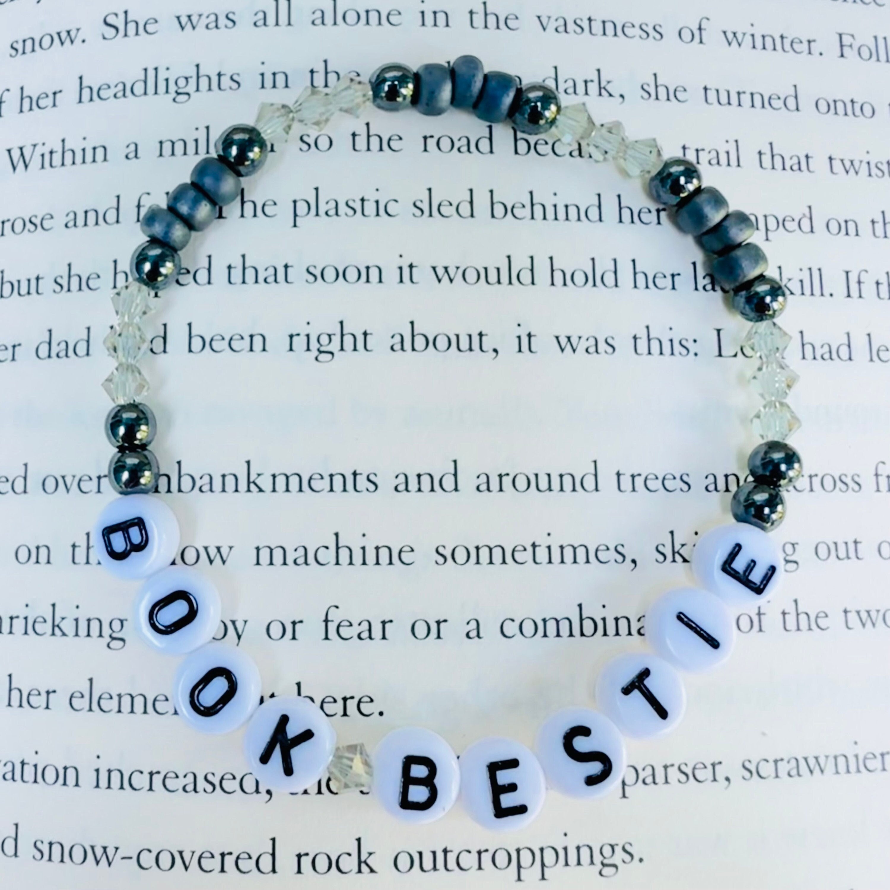 Book Lover Word Bracelet Letters for Women, Book Bestie, Custom Word ...