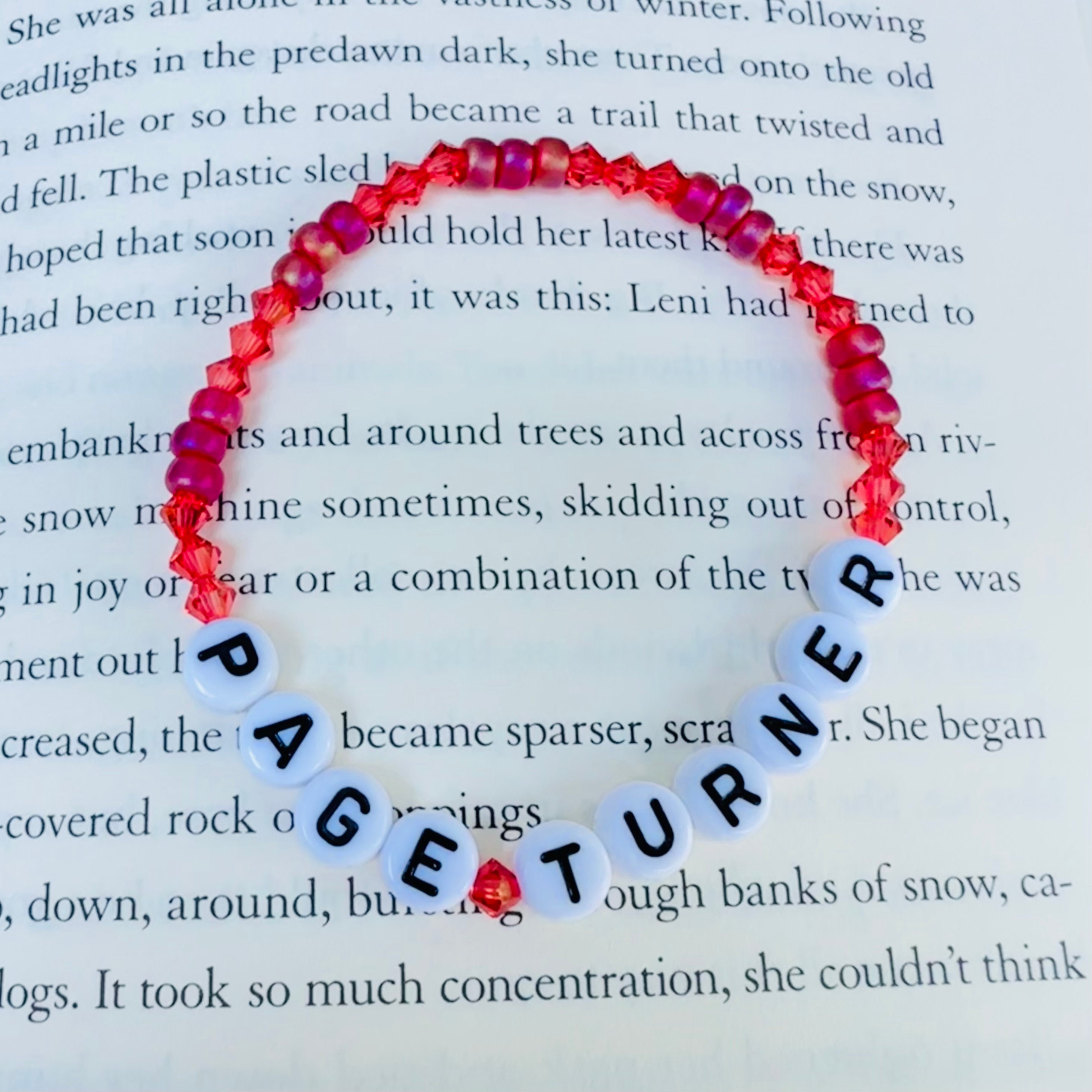 Book Lover Word Bracelet Letters for Women, Page Turner, Custom Word ...