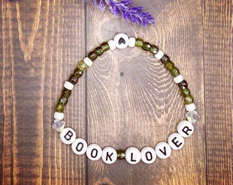 Book Lover Word Bracelet Letters for Women, Book Bestie, Custom Word ...