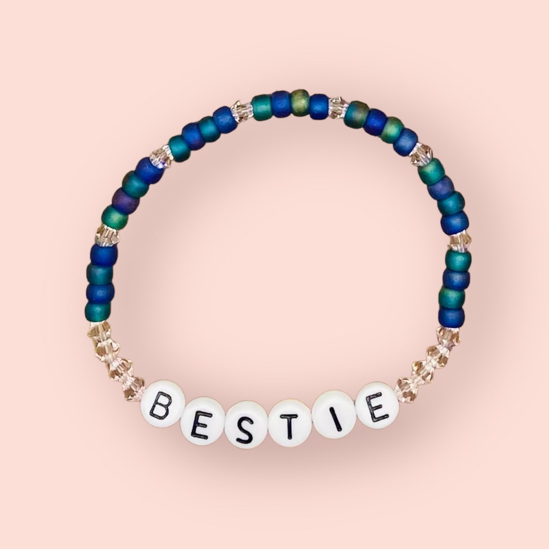 Bestie Blue and Green Word Bracelet for Women, Custom Word Bracelet ...