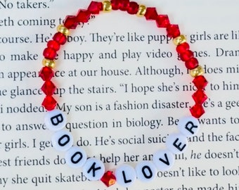 Book Lover Word Bracelet Letters for Women, Page Turner, Custom Word ...