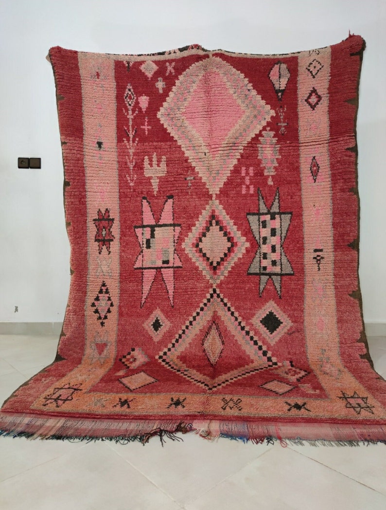 Mrirt Rug, Bright Green Orange and Green Berber Moroccan Rug, Beni Oren ...