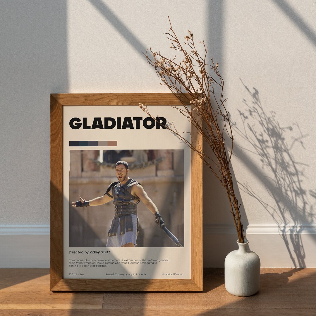 Gladiator Ridley Scott Movie Poster Vintage Retro Art Minimalist Movie ...