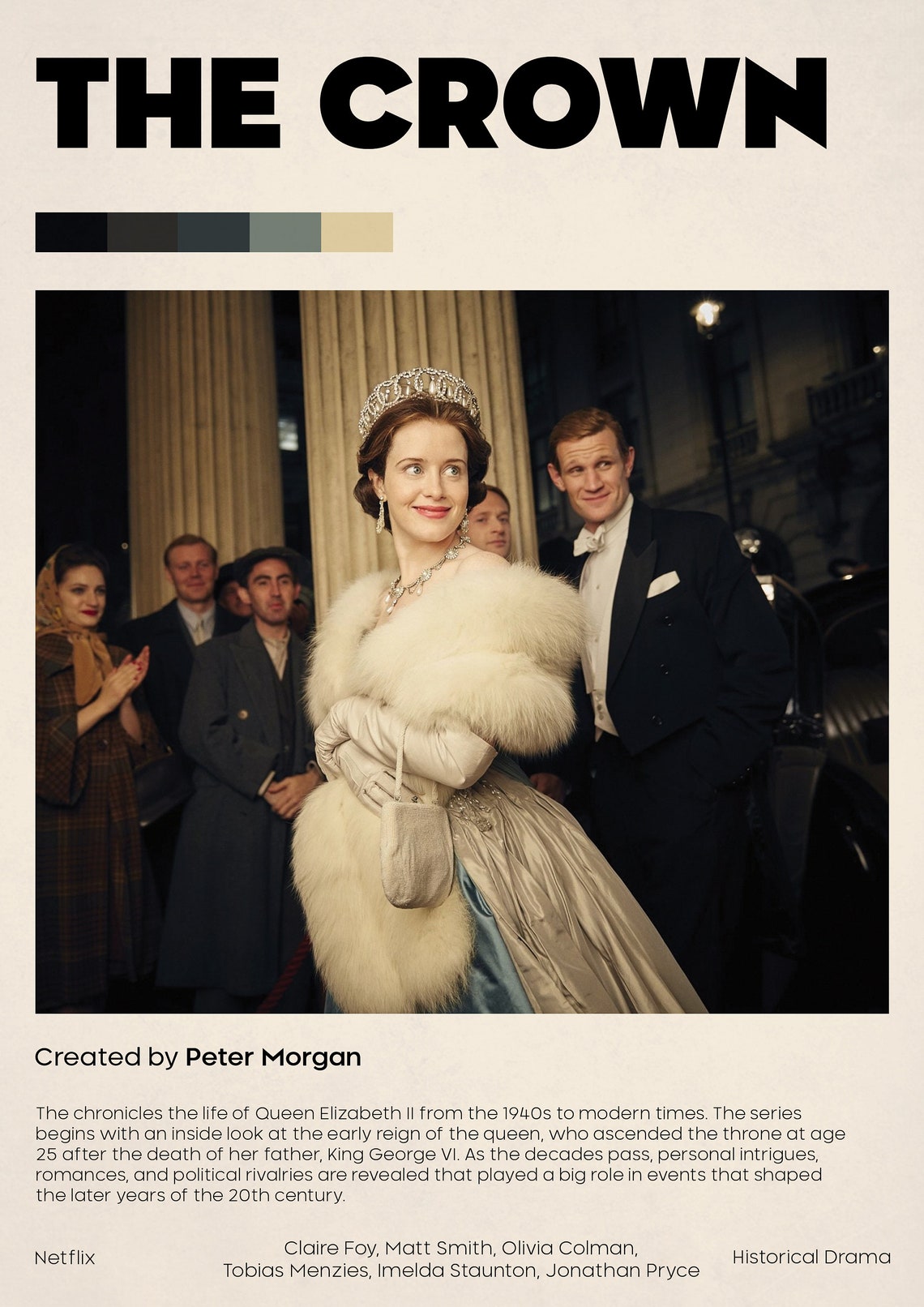 The Crown Peter Morgan Movie Poster Vintage Retro Art Minimalist TV ...