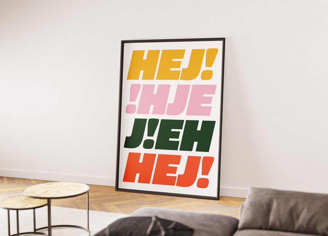 Design Poster hej in Scandinavian Style for Your Home. - Etsy