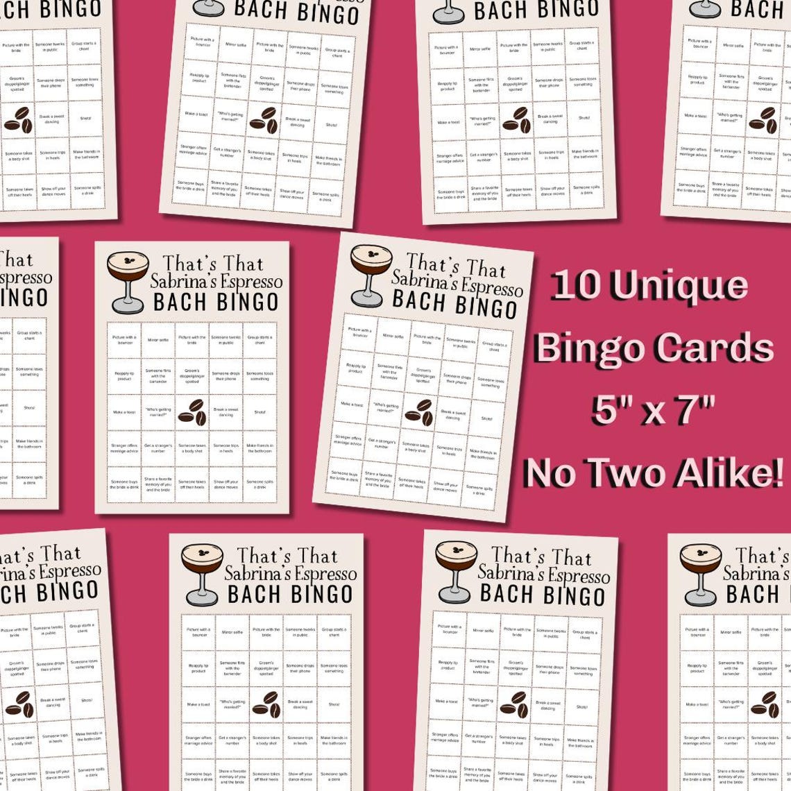 Espresso Bachelorette Bingo - Printable Party Game | Fun & Flirty ...