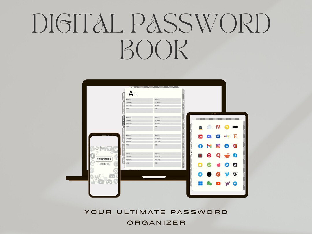 Digital Password Tracker Log Password Organizer Password Keeper Digital ...