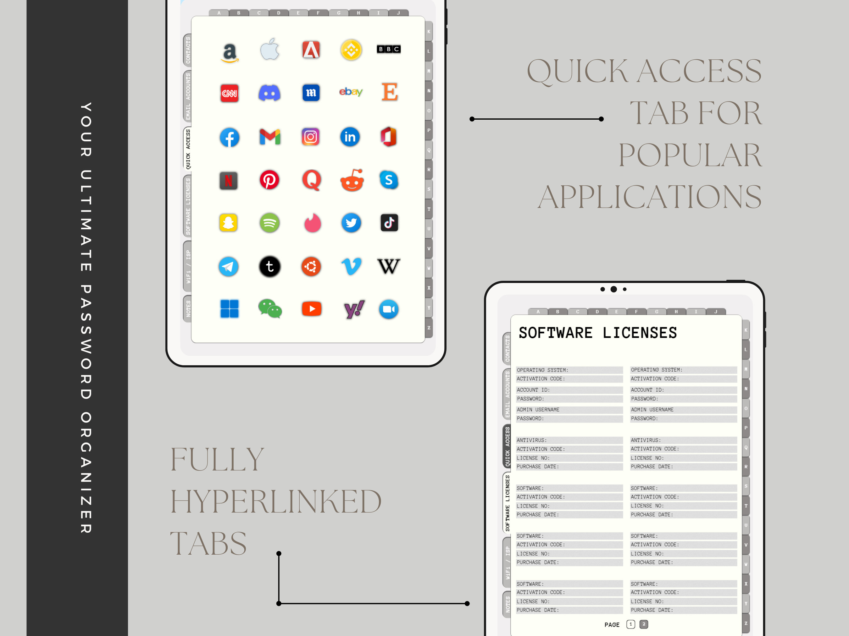 Digital Password Tracker Log Password Organizer Password Keeper Digital ...