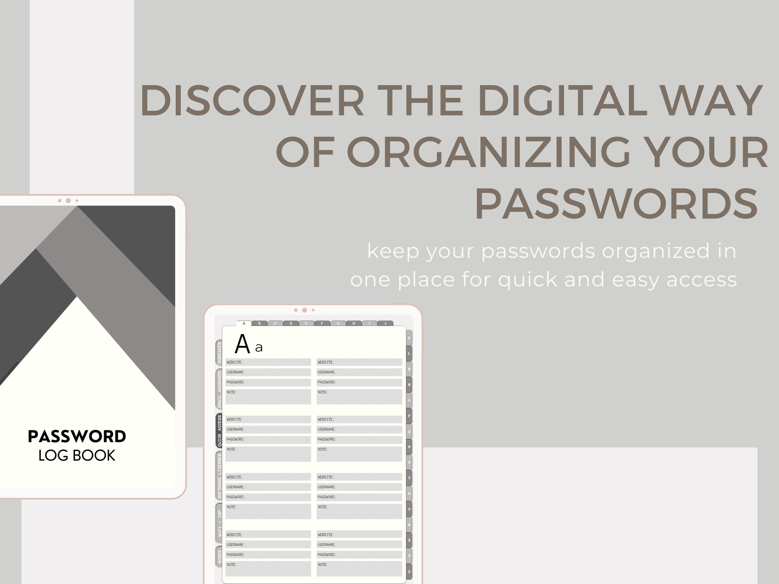 Digital Password Tracker Log Password Organizer Password Keeper Digital ...