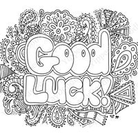 Good Luck Doodle Black & White PNG Image Instant Digital Download, Good ...