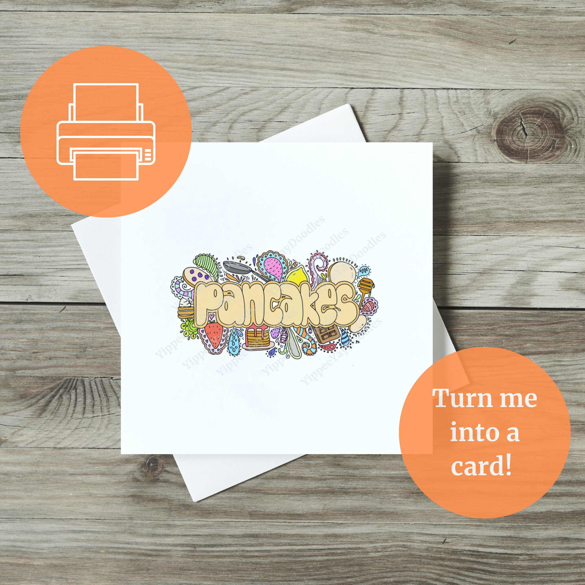 Pancakes Doodle PNG Instant Digital Download, Pancake Wall Art, Pancake ...