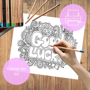 Good Luck Doodle Black & White PNG Image Instant Digital Download, Good ...