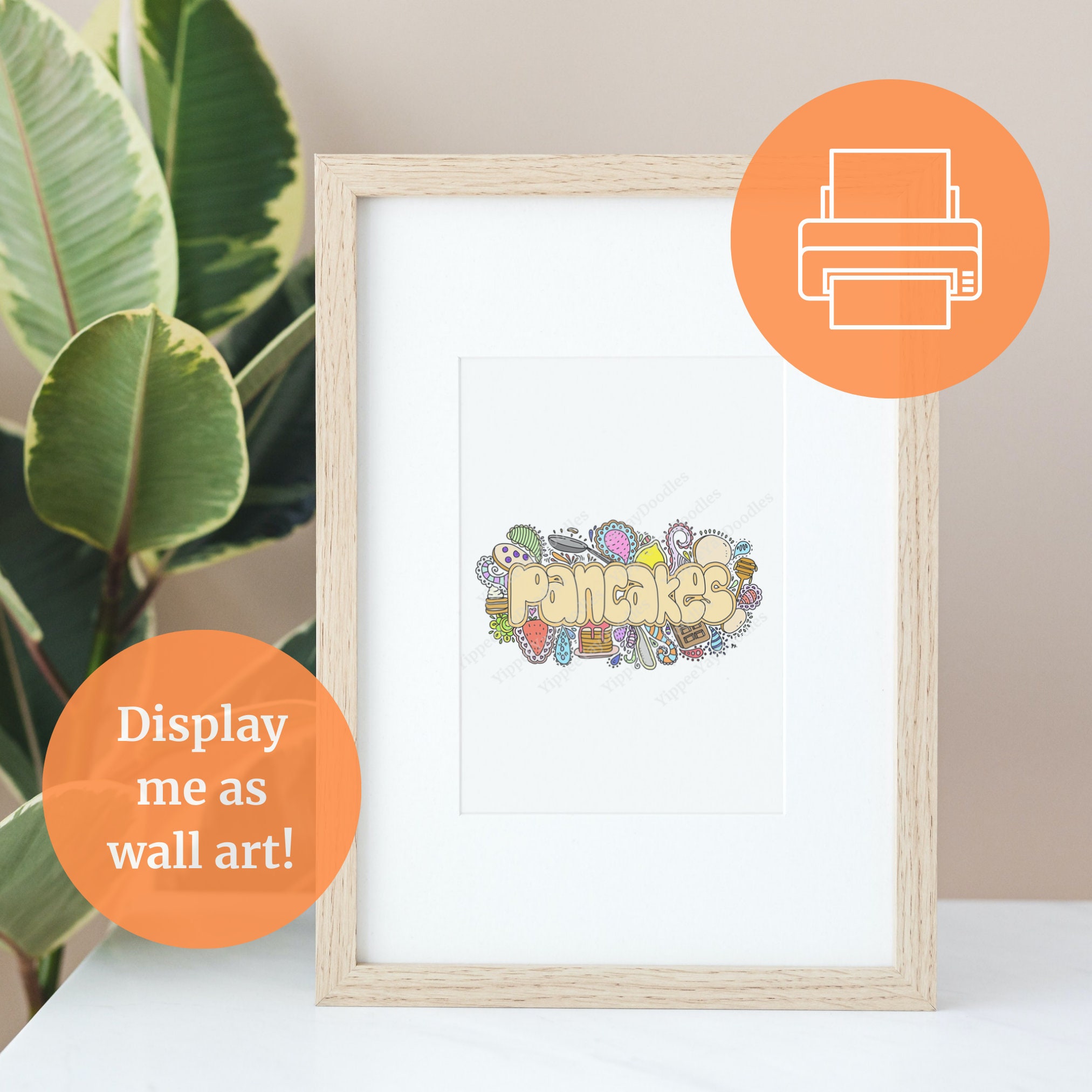 Pancakes Doodle PNG Instant Digital Download, Pancake Wall Art, Pancake ...