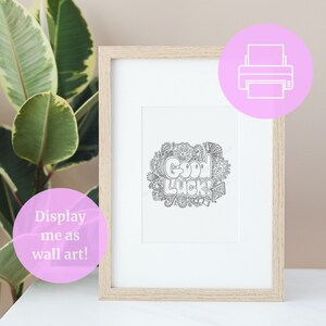 Good Luck Doodle Black & White PNG Image Instant Digital Download, Good ...